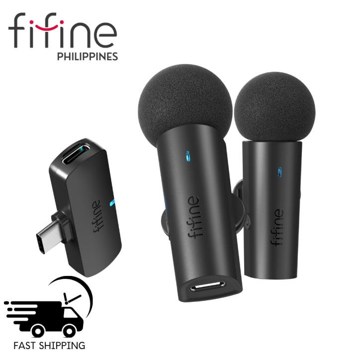 FIFINE M8 Wireless Lavalier Lapel Microphone System for Phones/Tablets ...