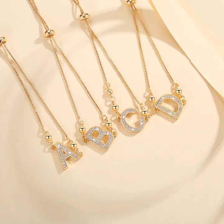 Y888 Gelang Titanium Wanita Huruf Anti Karat 18k Lapis Emas Gelang Tali ...