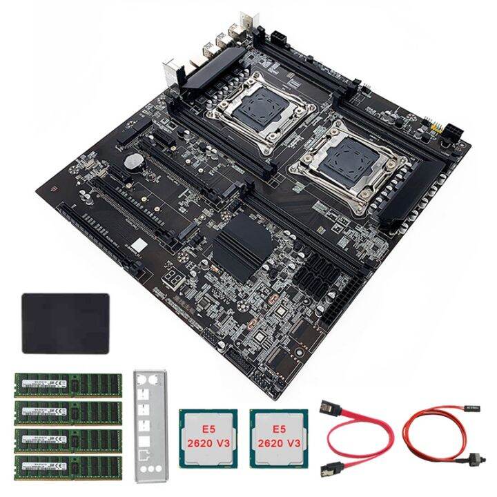 X99 Dual-Socket Motherboard+E5-2620 V3 CPU+4G DDR4 ECC RAM+120G SSD ...