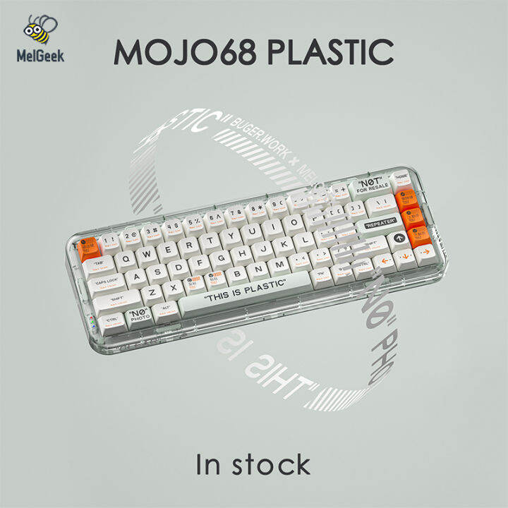 MelGeek Mojo68 Plastic See-through Custom Programmable Mechanical Keyboard Hotswappable ...