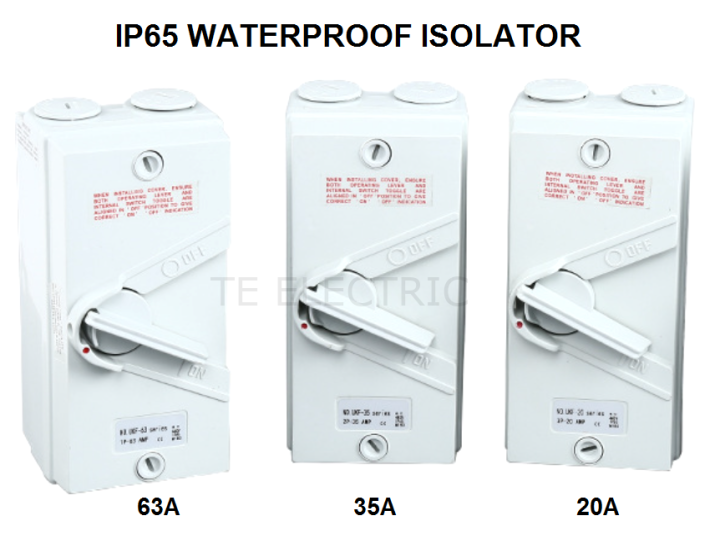 IP66 WATERPROOF 20A / 35A / 63A 3 POLE ISOLATOR SWITCH OUTDOOR USE ISOLATING SWITCH (REPLACE ...