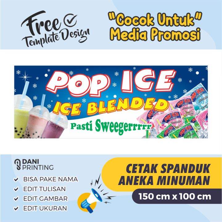 Banner Spanduk POP ICE 160CM X 60cm BISA DI EDIT | Lazada Indonesia