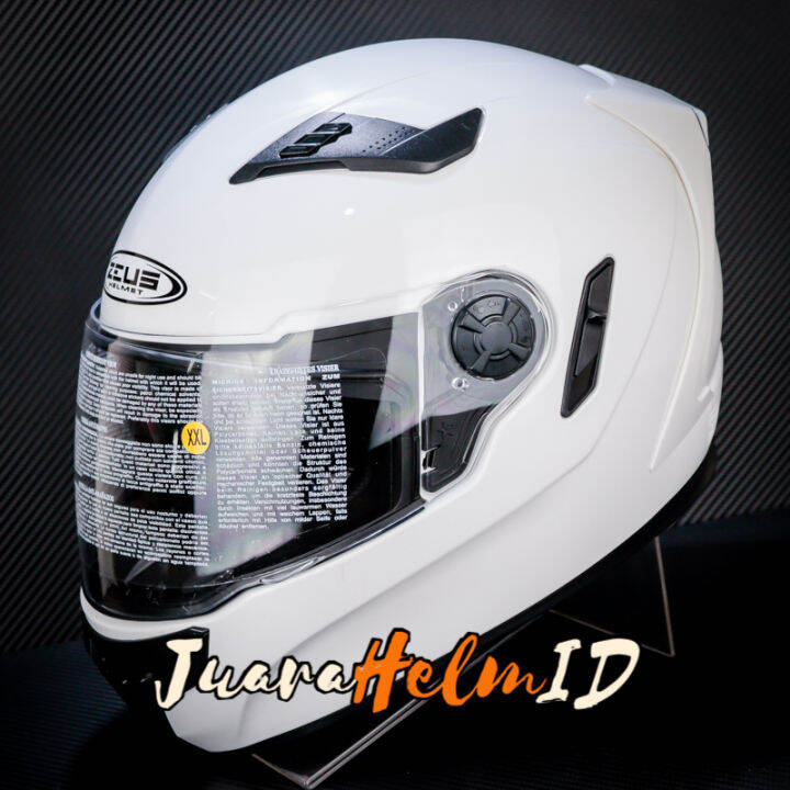 ZEUS Helm ZS813 SOLID / WHITE / FULL FACE ZS-813 DOUBLE VISOR | Lazada ...
