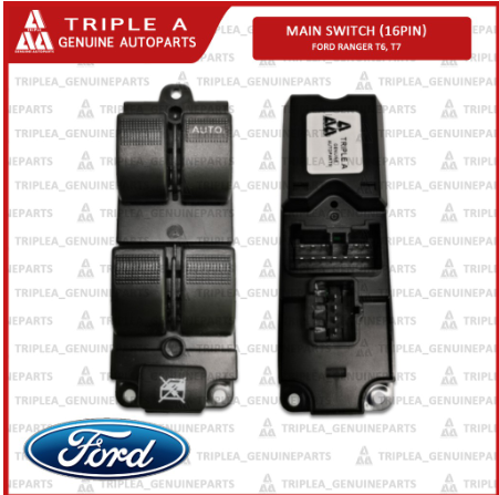 Ford Ranger T6, T7 (16 Pin) Power Window Main Switch, Master Switch ...