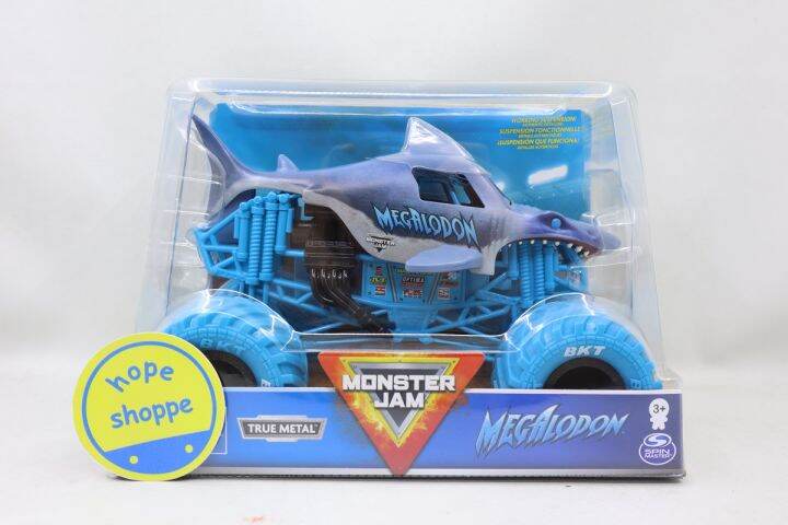 Monster Jam Megalodon Blue Wheels Skala 24 Monster Truck Original Spin ...