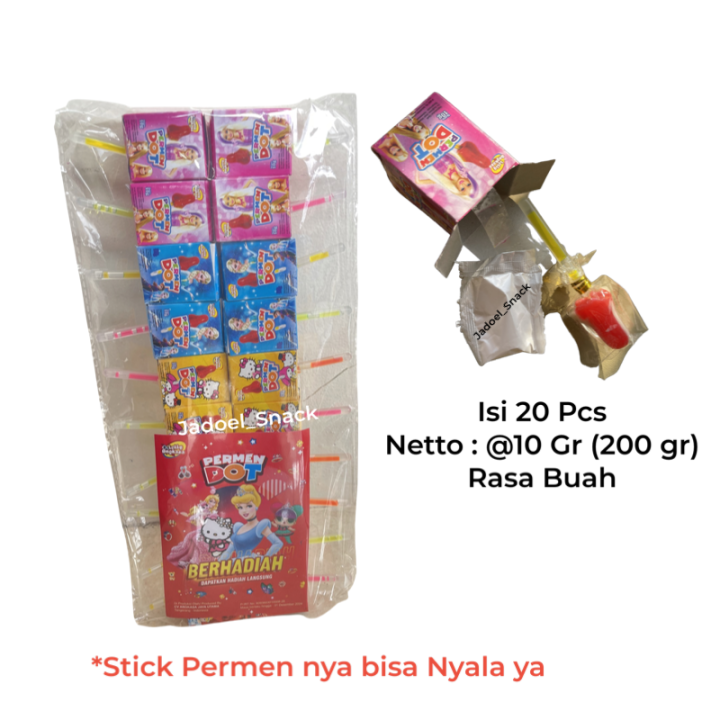 LIGHT DOT CANDY STICK 20 X 10 GR Rasa Buah Buahan Permen Nyala by ...