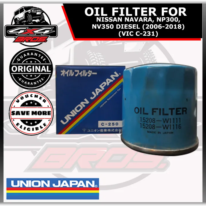 OIL FILTER UNION (UN C-250) NISSAN NAVARA, NP300, NV350 DIESEL (2006 ...