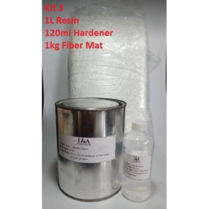 Fiberglass Kit (K3) - 1 Liter Resin 60ml Hardener with 1kg Fiber Mat | Lazada PH