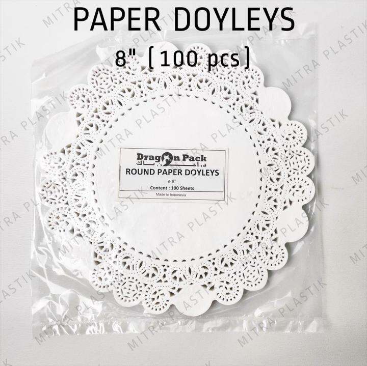 (isi 100 pcs) Paper Doyleys 8" Inch Kertas Doilies 20 cm Alas Kue Renda ...