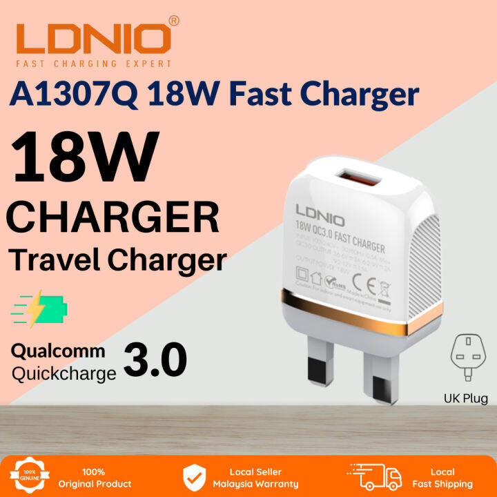 LDNIO A1307Q 18W Fast Charge Travel Charger QC 3.0 USB Adapter | Lazada