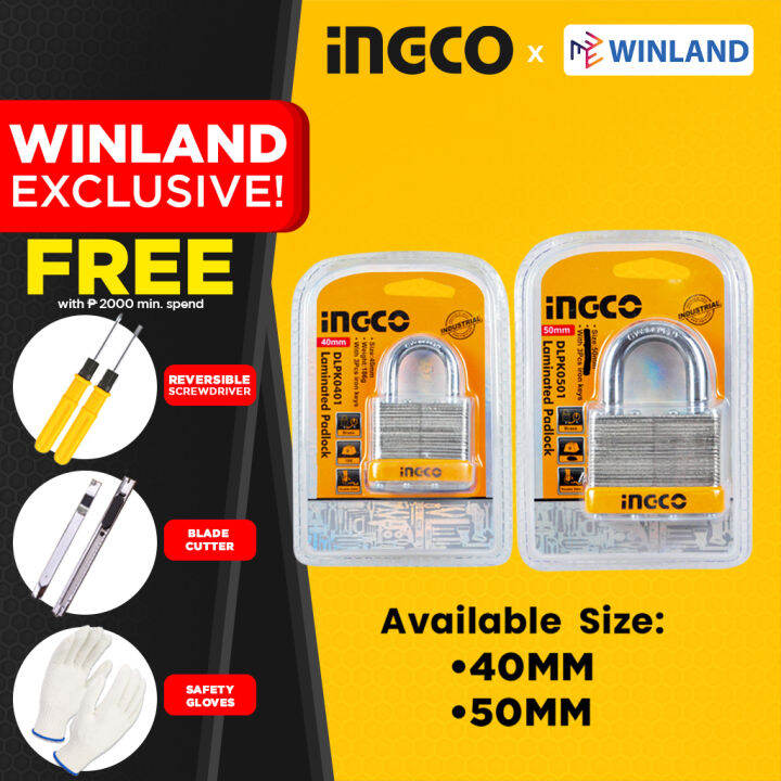 INGCO by Winland Industrial Double Safer Laminated Brass Padlock ...