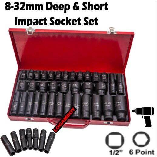 DEEP IMPACT SOCKET LONG SOCKET PANJANG HITAM 1/2'' DR 6POINT 8-32MM ...