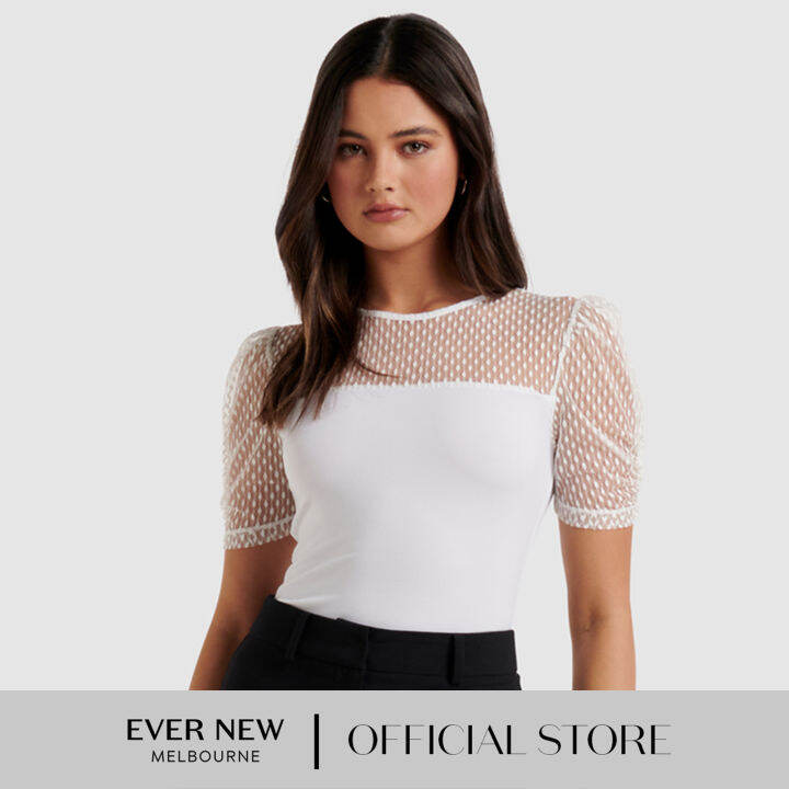 Ever New Sheyna Mesh Ruched Cuff Top | Lazada PH