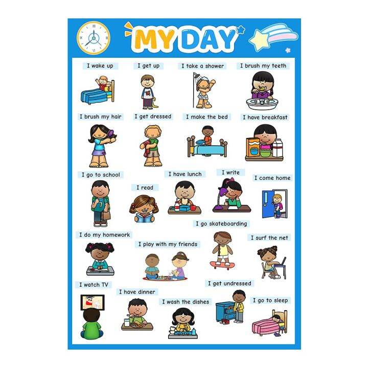 Laminated My Day Charts, Verbs, My Daily Activities, Action Words ...