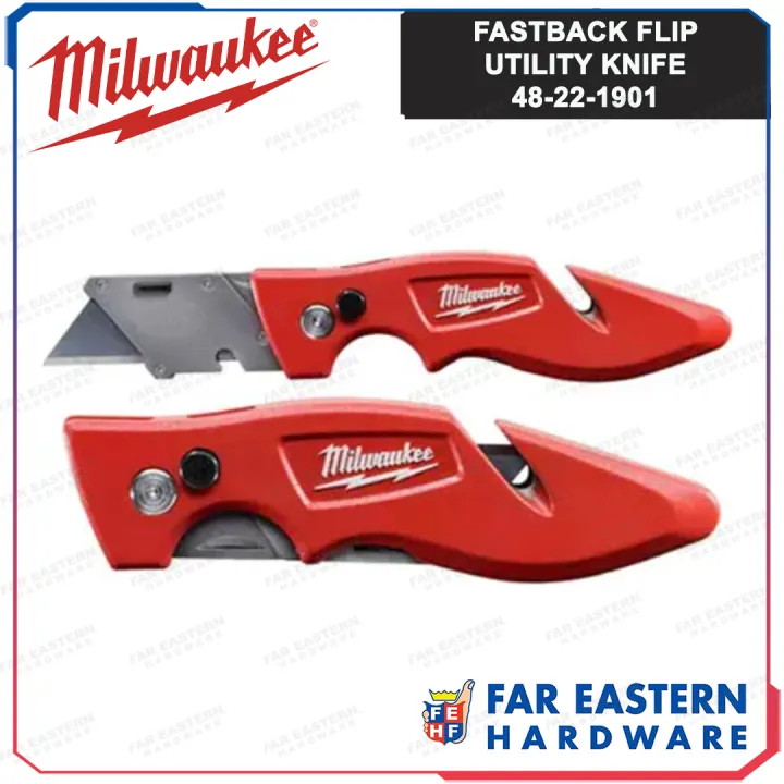 MILWAUKEE Fastback Press & Flip Utility Knife with Belt Clip 48-22-1901 ...
