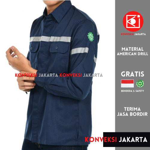 Baju Wearpack Kemeja Safety K3 Proyek Tambang Lengan Panjang - Pakaian ...