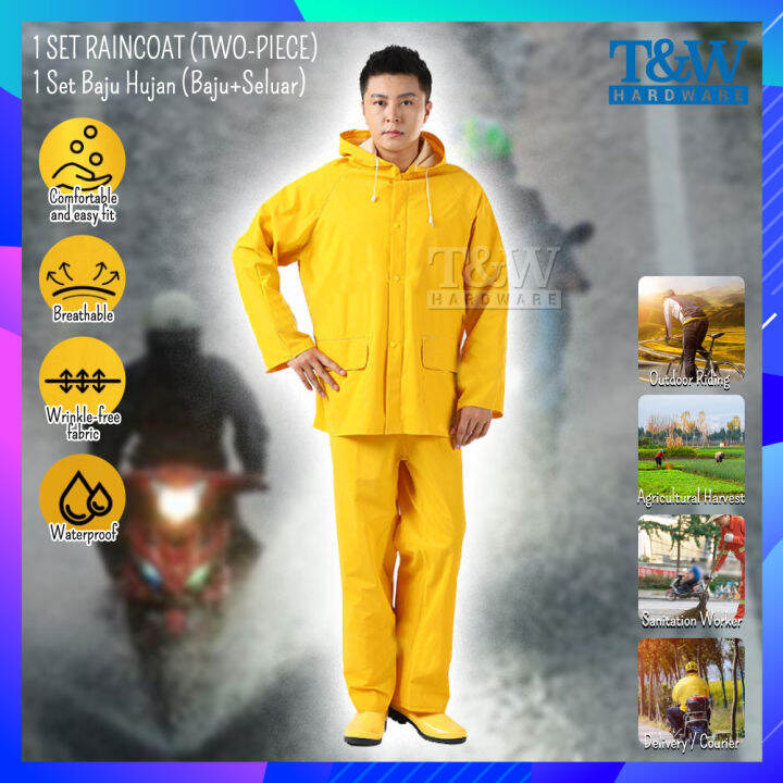 Heavy Duty Raincoat High visibility Reusable Unisex (Top & Bottom ...