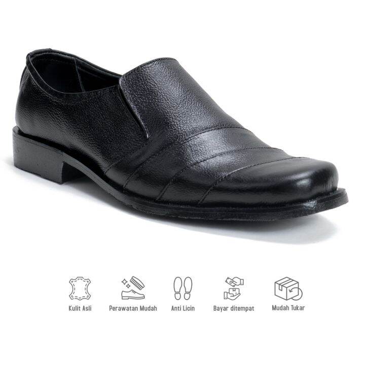 Sepatu Pantofel Pria Kulit Asli Tipe Pengikat Slip On Ringan Dan Nyaman ...