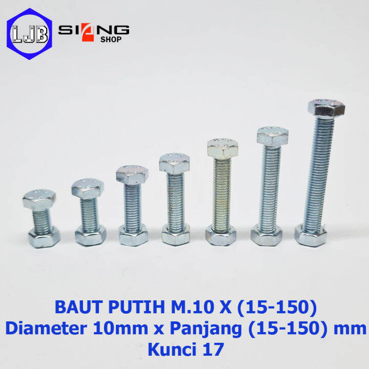 Baut Putih M10 panjang 15 sd 150mm | Lazada Indonesia