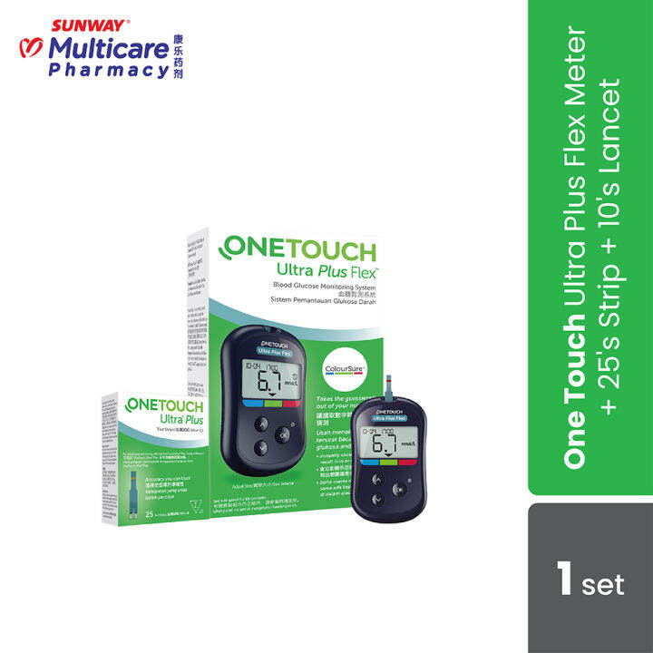 One Touch Ultra Plus Flex Meter Medical Device + Strips 25's + Lancets ...