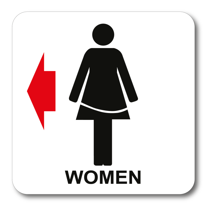 WOMEN TOILET WITH ARROW SIGN LEFT PP SIGN BOARD 150X150MM | Lazada