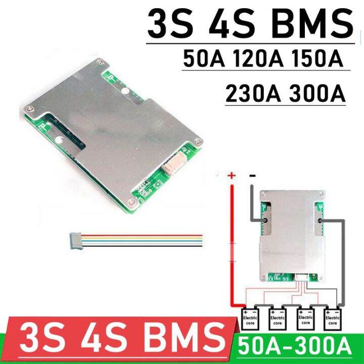 3S 4S BMS 12V 120A 150A 230A Lifepo4 Li-Ion 300A แบตเตอรี่ลิเธียมแผ่นป้องกันความสมดุลของวงจร ...