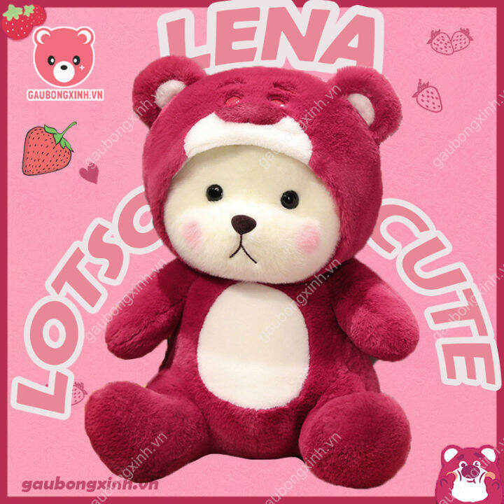 Gấu Bông Lena Lotso Dâu, Thú nhồi bông cao cấp Lena Lotso đội mũ Cute ...