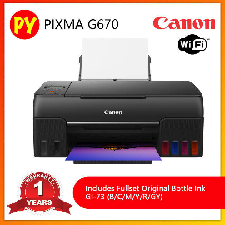 Canon PIXMA G670 Bottle Ink Tank AIO G-670 Print, Scan, Copy with Wi-Fi including original GI-73 ...