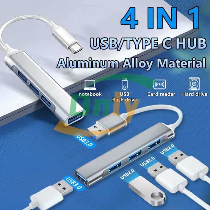 Usb Type C 2in1 To 4 Usb Hub Expander Ultra Thin Mini Portable 4 Port