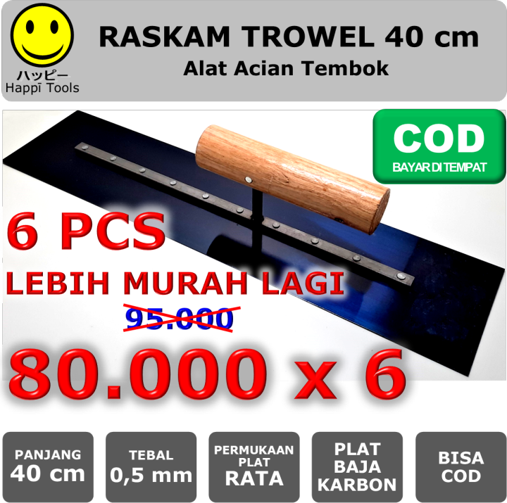 Raskam Roskam 40 cm Plat Baja Karbon - Trowel Epoxy Epoksi - Alat Acian ...