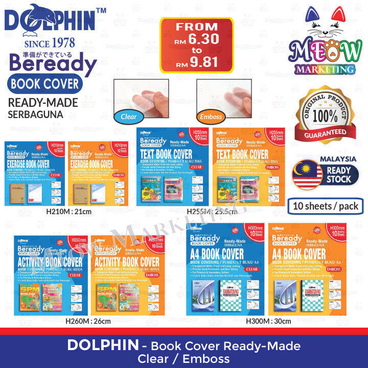 Dolphin Ready Made Book Cover / Book Wrapper (10 sheets) - Clear ...
