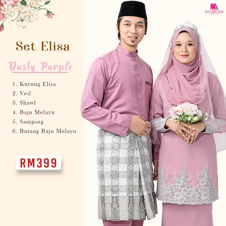 [DUSTY PURPLE] PAKEJ 6 ITEM SET NIKAH ELISA/Baju Kurung Nikah/Full Set ...