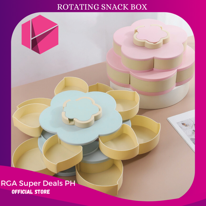 RGA Rotating Snack Box Flower Design Food Storage | Lazada PH