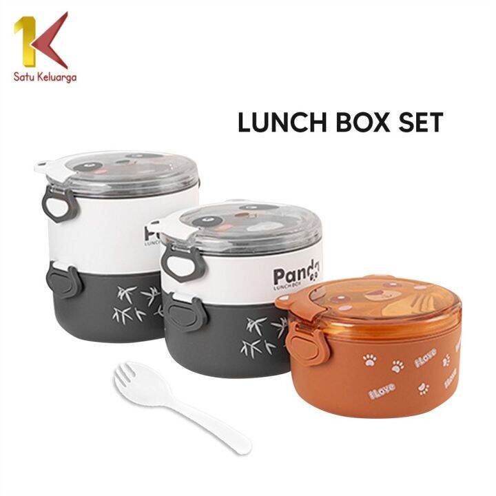 Satu Keluarga Tempat Makan Lunch Box Set Bulat 2 Tingkat C690 Kotak ...