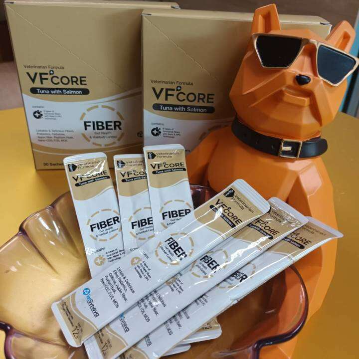 ร่างกายสำหรับแมว VF+CORE FIBER Gut Health & Hairball Control ซองสีครีม ...