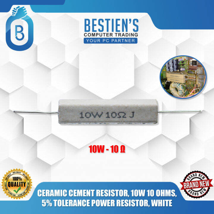 CERAMIC CEMENT RESISTOR, 10W 10 OHMS, 5% TOLERANCE POWER RESISTOR ...