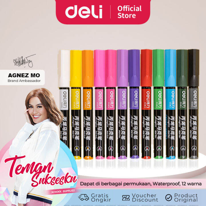 Deli Spidol Akrilik / Acrylic Marker Anti Air Berbagai Warna S584 | Lazada Indonesia