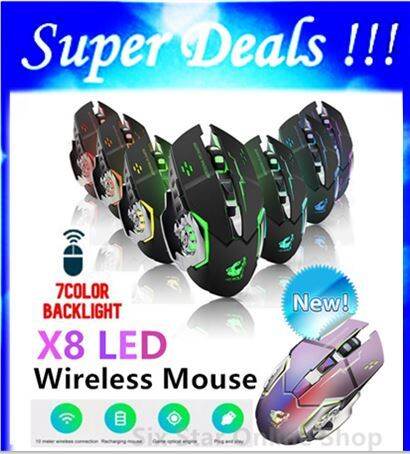 ~Ship From KL~ Rechargeable X8 Wireless Silent Backlit USB Optical ...