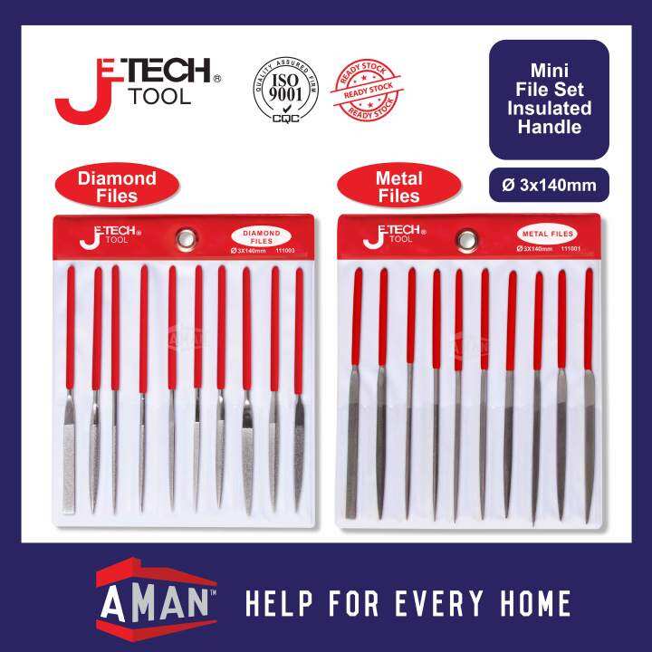 JETECH 10pcs Diamond File Set Metal File Set Insulated Handle Diamond ...