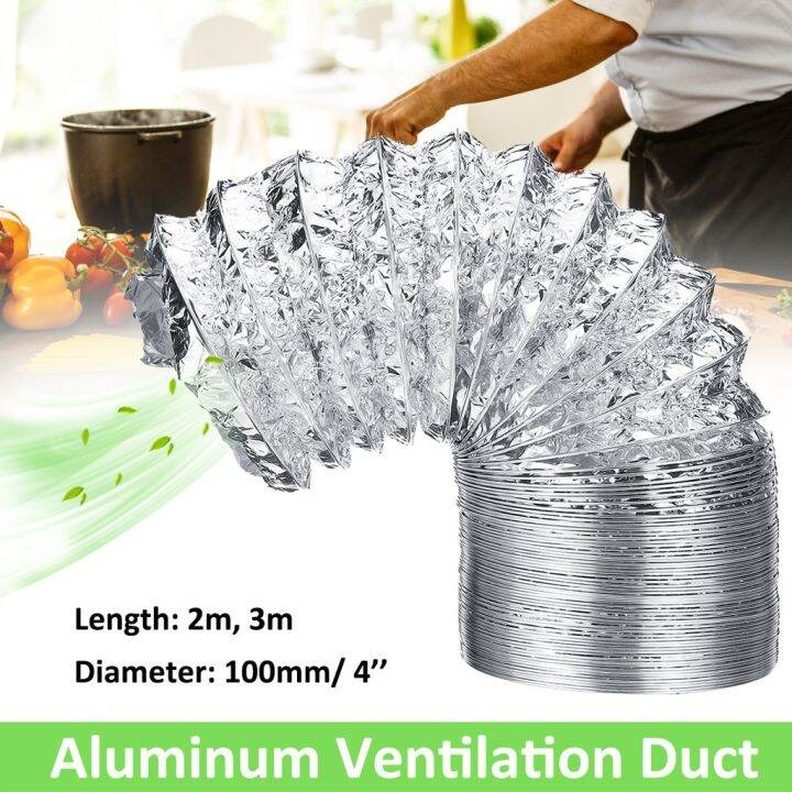 ☁ ⚡ In Stock⚡ 4 100mm Flexible Aluminium Air Ducting Ventilation Duct ...