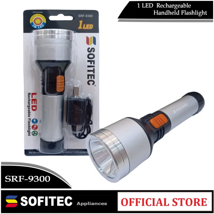Sofitec Rechargeable Flashlight w/ Battery Emergency Light Camping ...