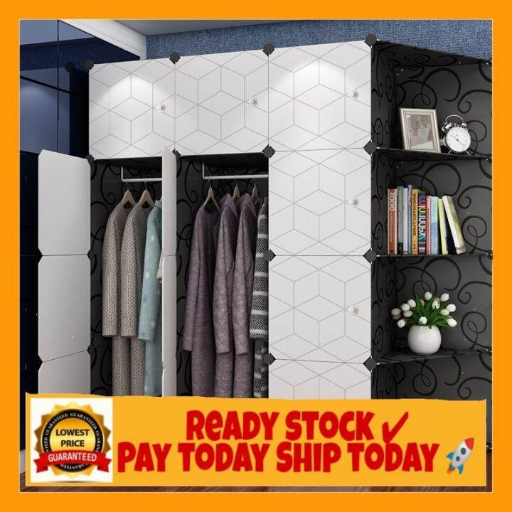 WHITE BLACK 12 Cube Corner DIY Multipurpose Wardrobe Cabinet Clothes ...