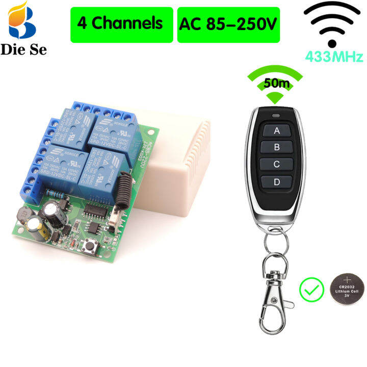 Diese AC 110V 120V 220V 230V 10A 4-CH Relay Module Universal Light ...