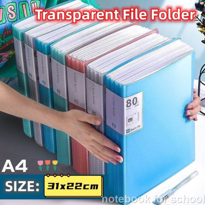 A4 Transparent File Folder Paper Storage Multi-layer Document Organizer Clear Book Stationery ...