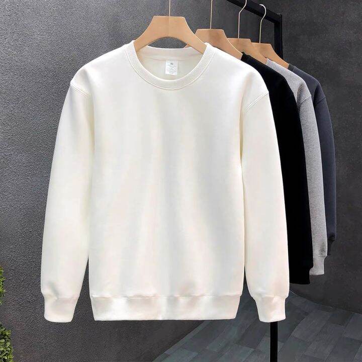 Kinwoo T1990 Unisex Plain Pullover Crew Neck cotton Sweater for Men ...