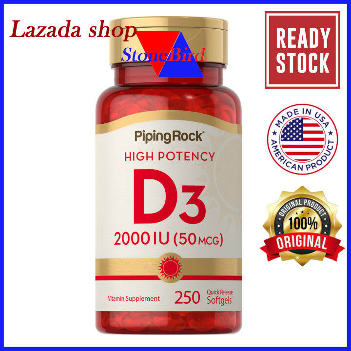 PipingRock High Potency Vitamin D3, 2000 IU, 250 Quick Release Softgels ...