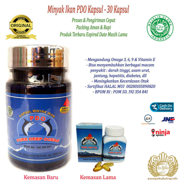 Minyak Ikan PDO Pure Fish Oil Minyak Ikan Omega 3 - Isi 30 Kapsul ...
