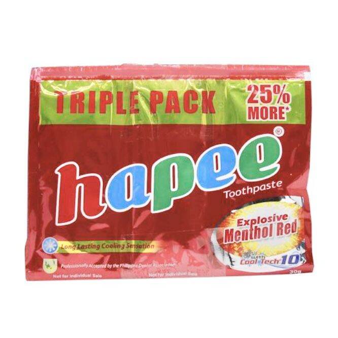 HAPEE Toothpaste Explosive Menthol Red Triple Pack Sachet 30g - 2024 ...
