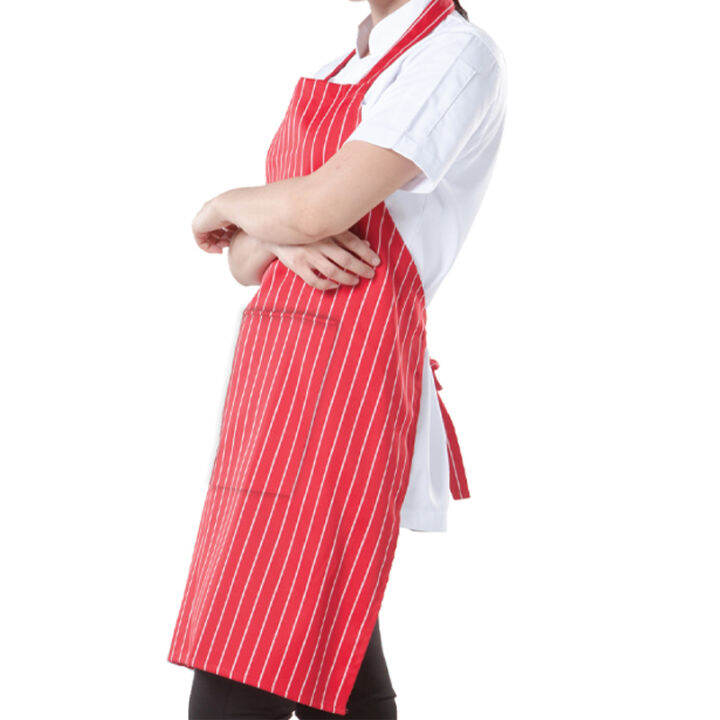 ส่งด่วน! เอโร่ ผ้ากันเปื้อนเต็มตัวลายริ้ว สีแดง aro Apron Red สินค้า ...