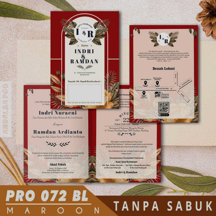 (100 PCS) Pro 072 BL MAROON Lipat 2 Simple - Cetak Undangan Color ...